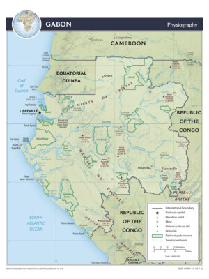 Gabon Physical Geography Geographic Physiographic Map Country Nation ...