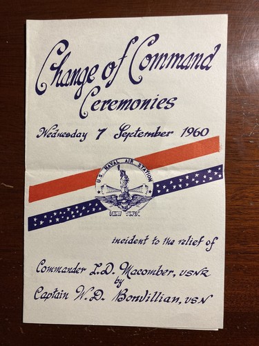 Change of Command Ceremonies September 7 1960 US Naval Art Station Program | eBay