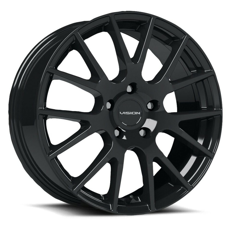 Set 4 16" Vision Street 18 Hellion Gloss Black Wheels 16x7 5x4.5 Rims ...