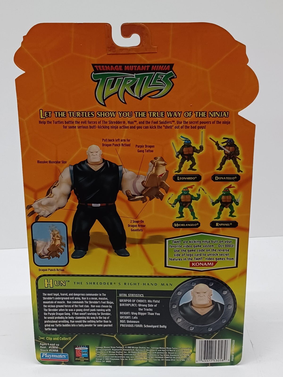 TMNT Teenage Mutant Ninja Turtles Hun Action Figure 2003 Playmates Mint ...