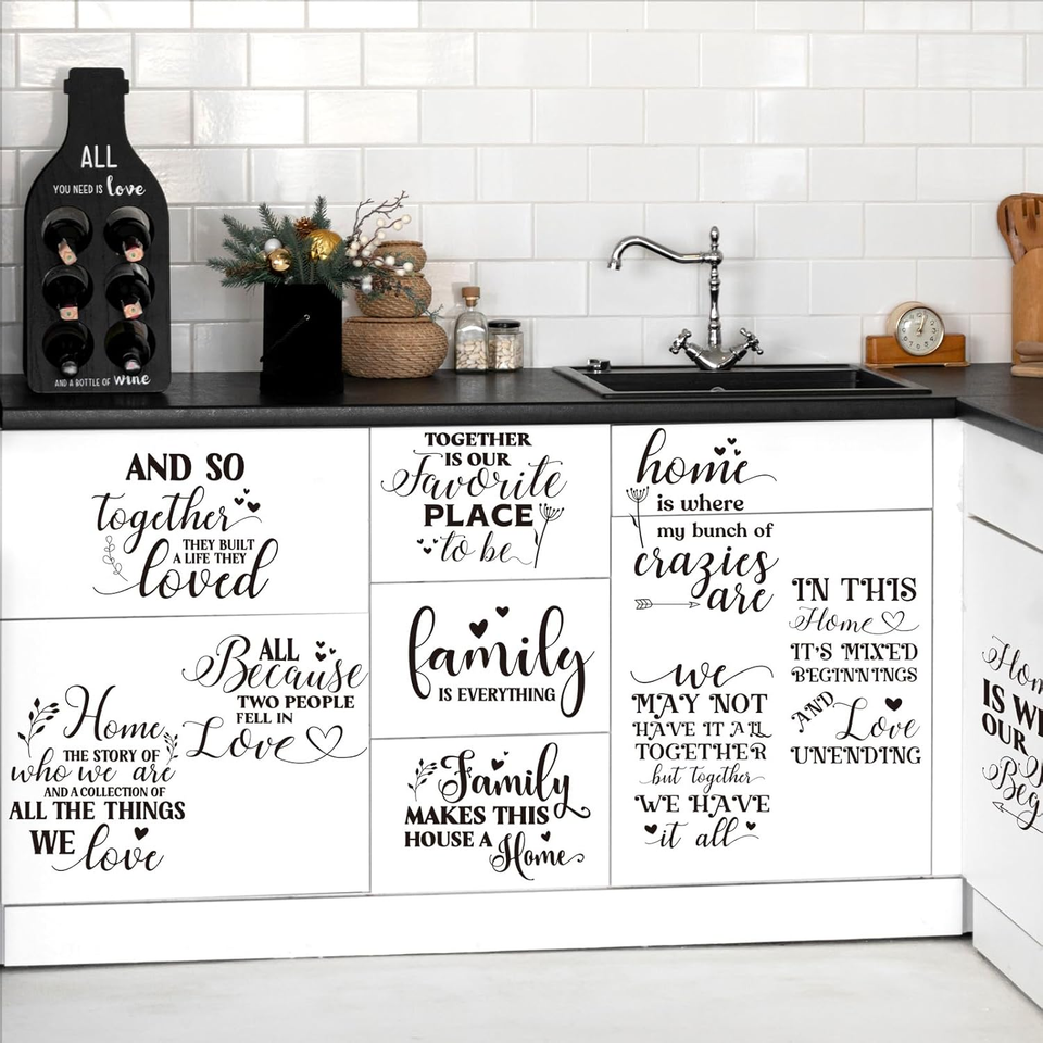 11 Sheets Vintage Word Rub on Transfer for Crafts Black Warm Letters ...