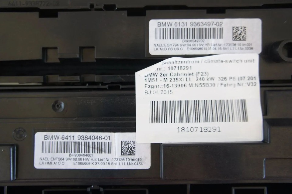 Original BMW F20 F21 F22 F30 F31 Bedienteil Klimaautomatik 64119287341 ...