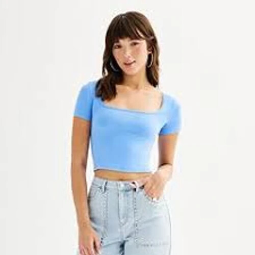 Juniors SO® Cropped Square Neck Tee Size XL | eBay