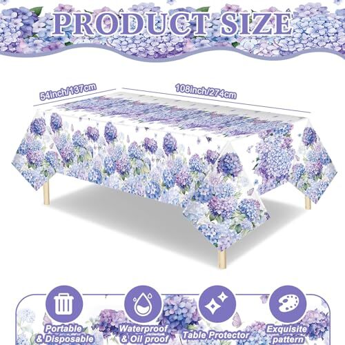 Pcs Spring Plastic Tablecloths for Rectangle Tables Watercolor 3 ...