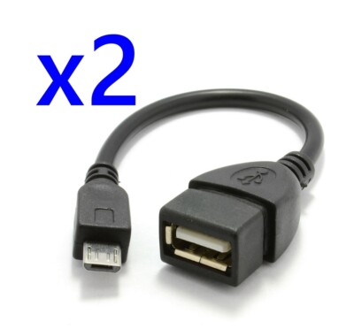 (Pack of 2 ) Micro USB OTG Cable Lead Male to USB A Female Adapter ...