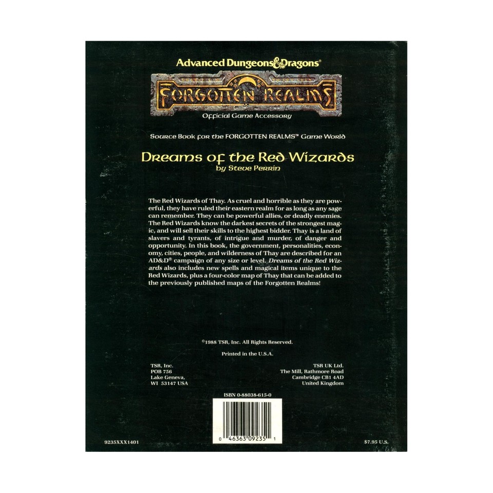TSR Forgotten Realms People & Orgs Dreams of the Red Wizards VG ...