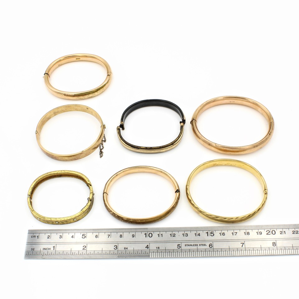 Vintage Gold Filled Bangle Hinge Bracelets size 6 to 7 IN Lot of 7 # ...