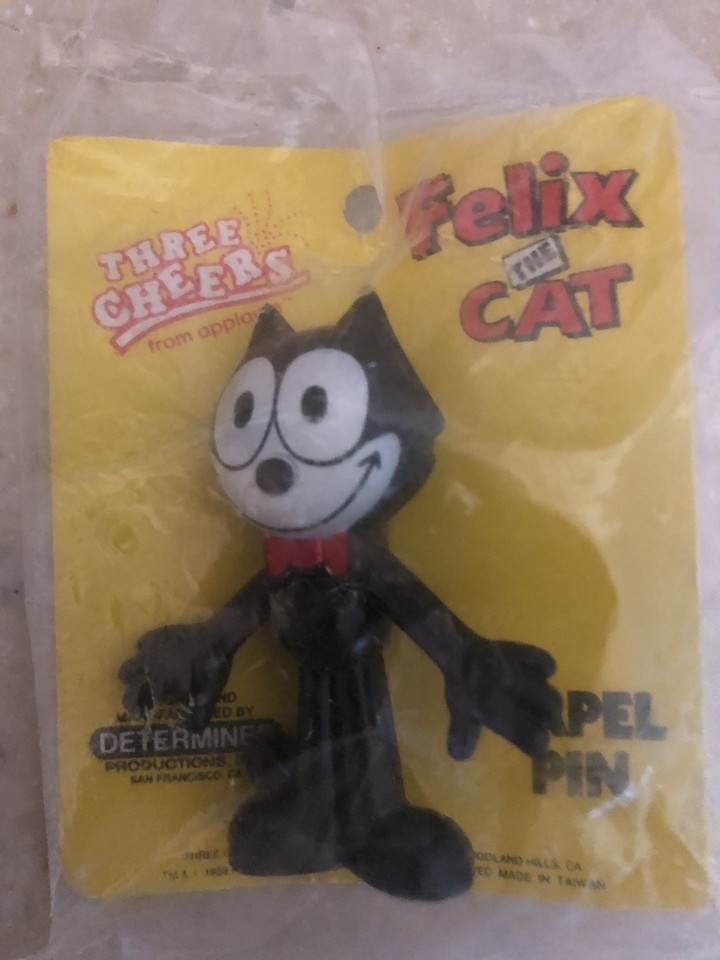 Vintage 80s Felix The Cat Lapel Pin Brooch Three Cheers Applause NIP | eBay