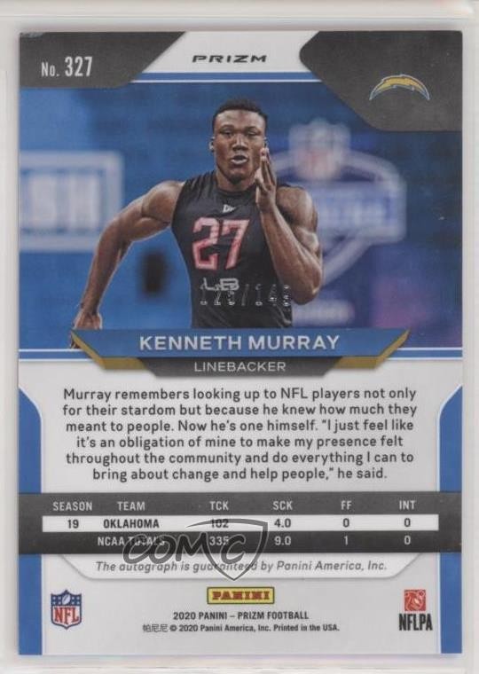 2020 Panini Prizm Red Wave 125/149 Kenneth Murray #327 Rookie Auto RC ...