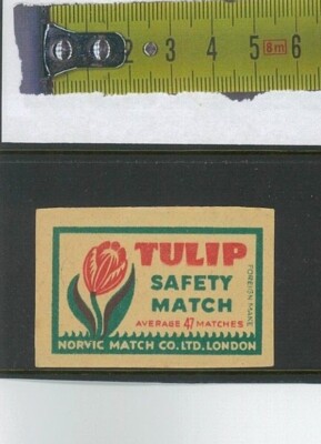 Matchbox label - TULIP Safety Match Norvic Match Co London 47 Matches ...