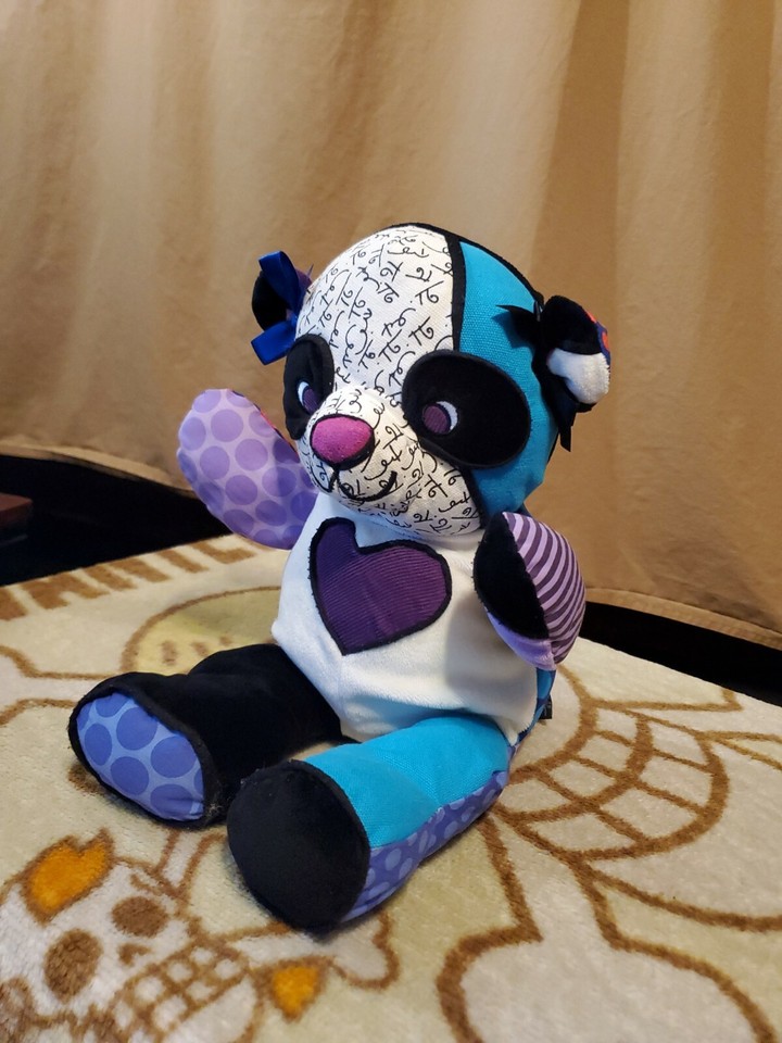 Britto Popplush for Enesco Approx 15” Jackson The Panda Bear Purple ...