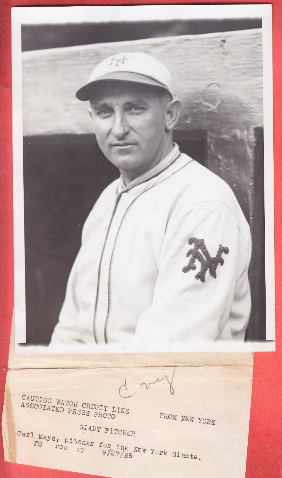 1928 NEW YORK GIANTS CARL MAYS TYPE 1 GLOSSY EM | eBay