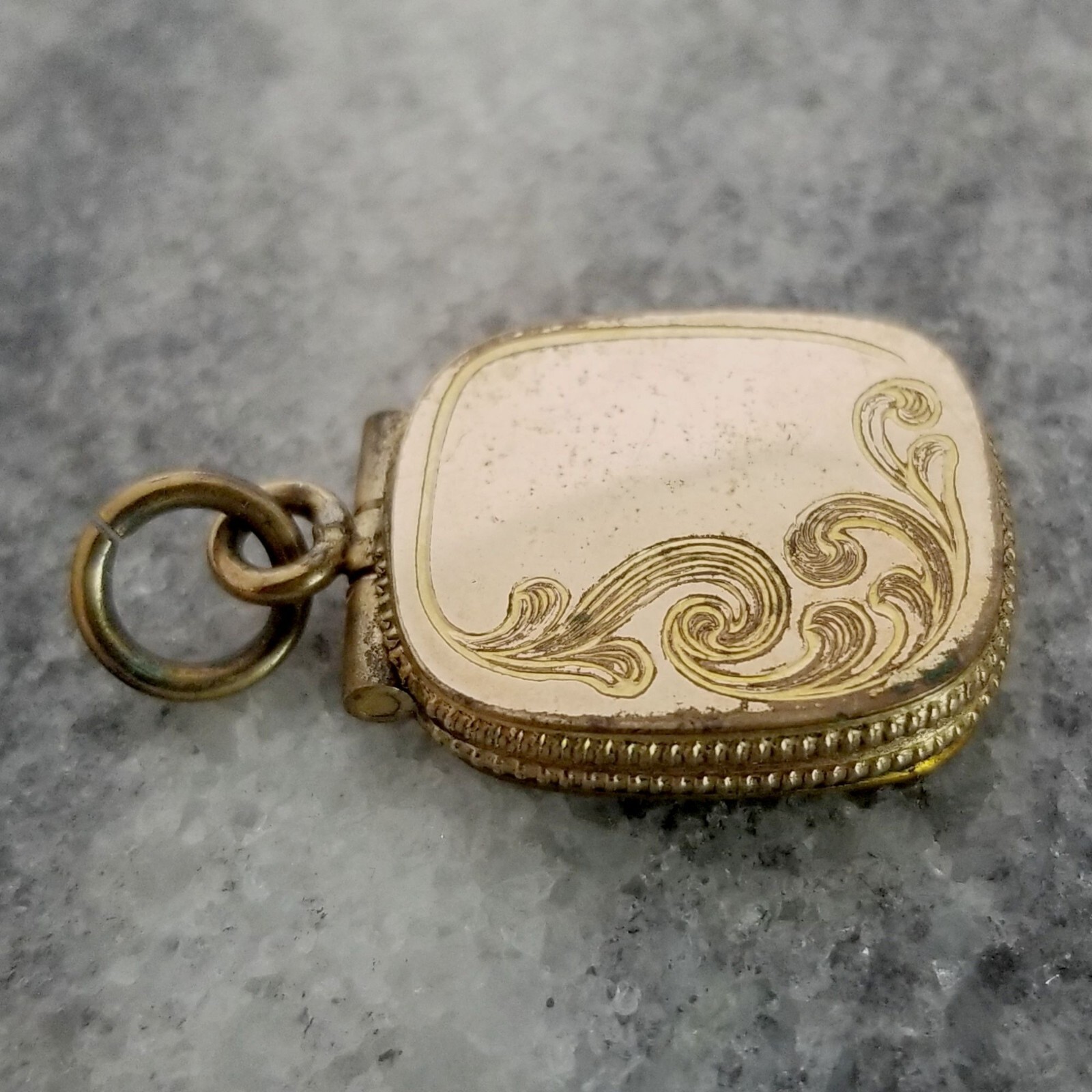 Antique Gold Filled Rectangle Locket, 1 Inch Tall, Sc… - Gem