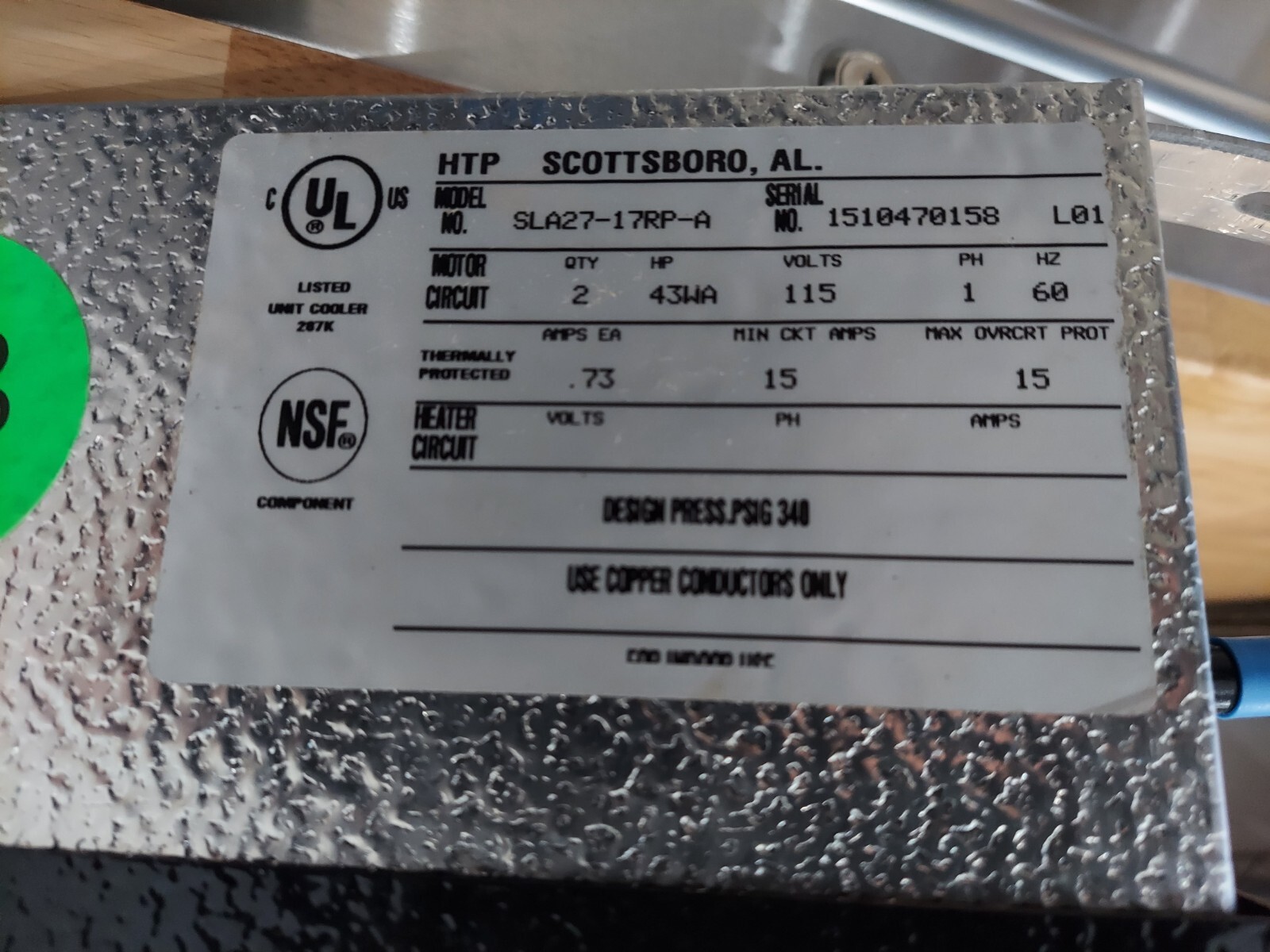 Russell HTP SLA27-17RP-A-LR Cooler Unit 2 Fan 115V 1PH for sale online ...