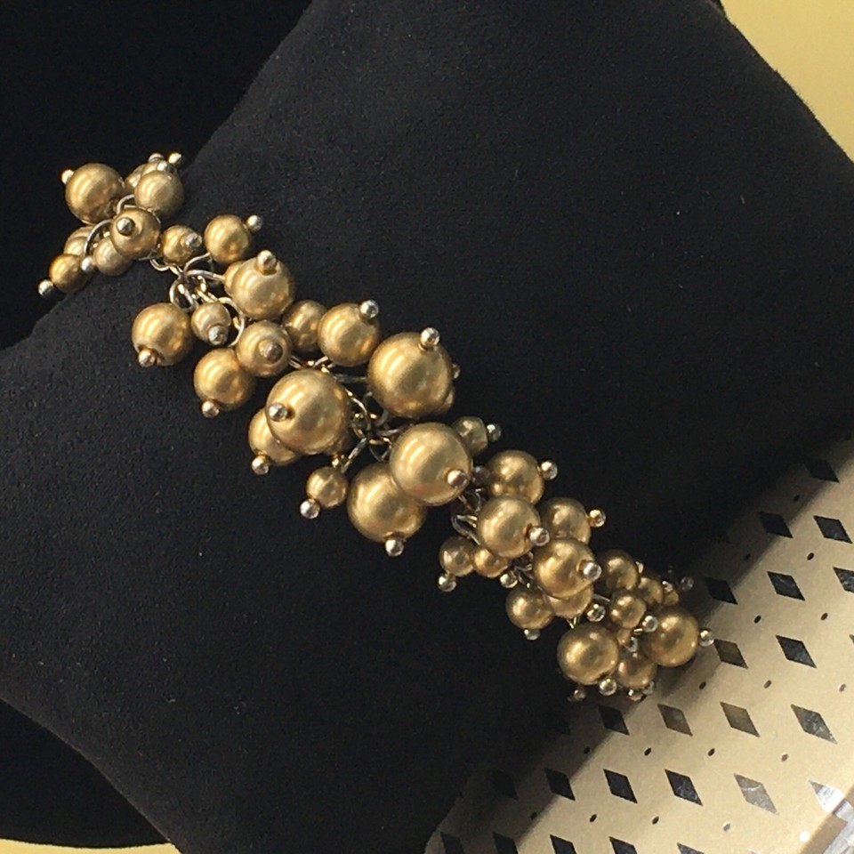 Premier Beaded Necklace and Bracelet Set Gold Tone Cluster Dangle Demi ...