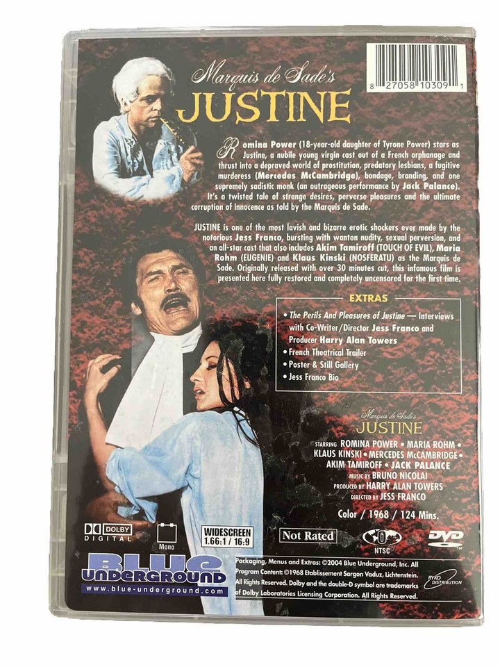 MARQUIS DE SADE'S JUSTINE EROTIC HORROR DVD '69 BLUE UNDERGROUND JESS ...