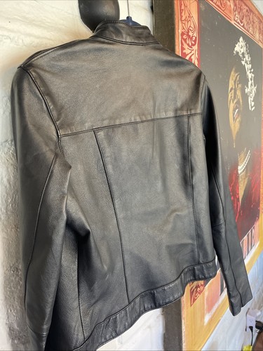 Stunning Hailey Bieber Hurley Moto Leather Jacket Satin Lined | eBay