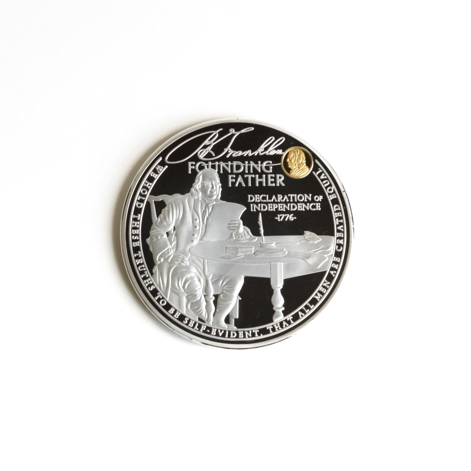 Life of Benjamin Franklin Founding Father 50mm Commemorative Proof Coin ...