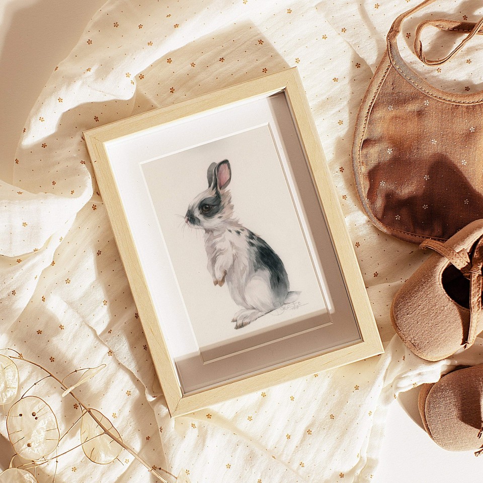 Fine Art Print Giclée Poster Cute Rabbit Wall Art Nursery Decor | eBay