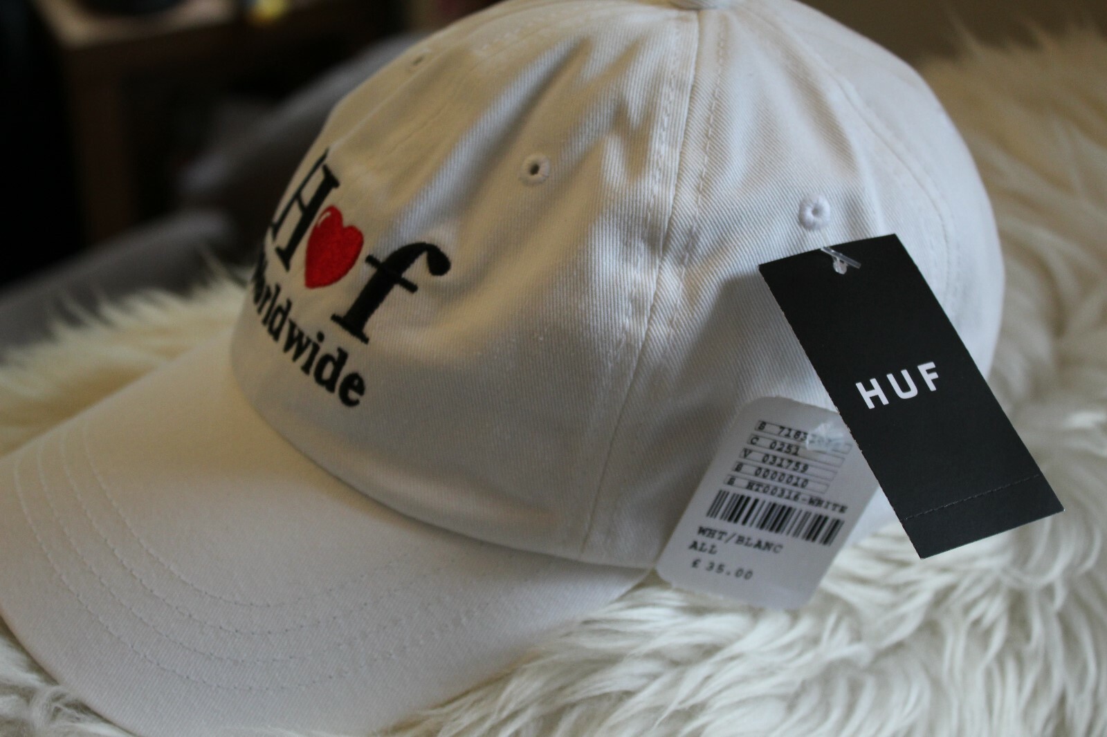 HUF CAP HUFF LOVE CV HAT WHITE NEW WITH TAGS RRP35 | eBay UK