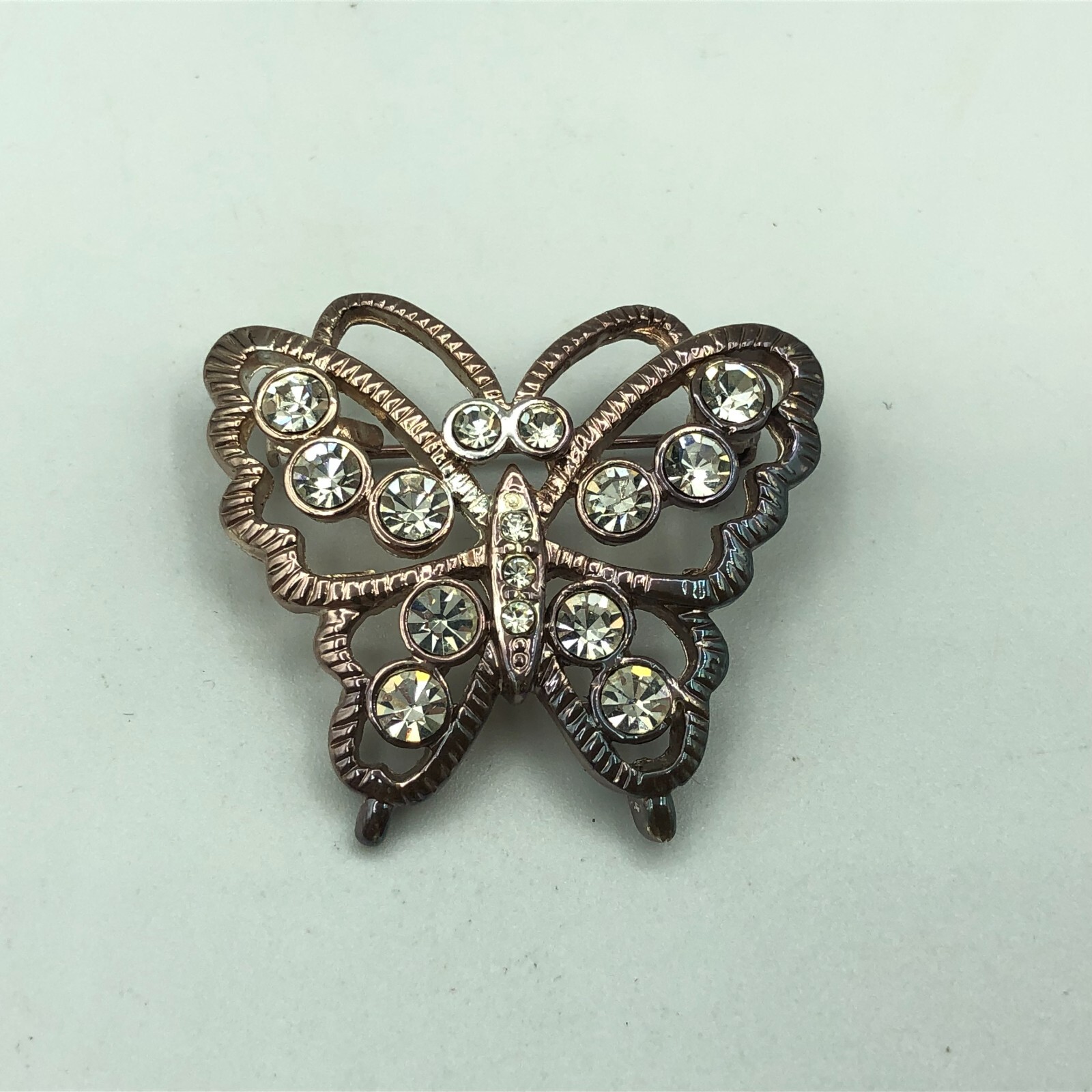 RETRO Rose Gold Tone Butterfly Sparkle Brooch Metalwork Decorative ...