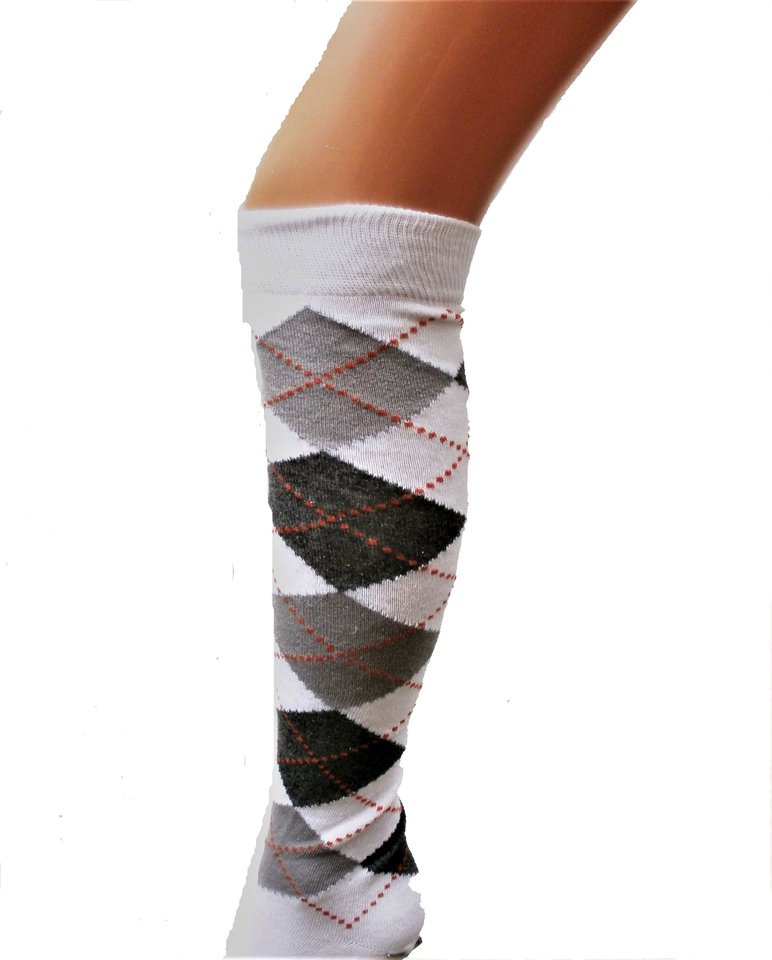 ARGYLE CHECK DIAMOND STRETCH LONG KNEE HIGH SOCKS PUB GOLF FANCY DRESS ...