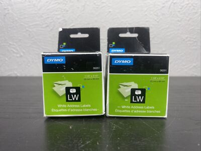 Dymo 30251 White Address Label 1-1/8x3-1/2 Lot Of 2 New | eBay