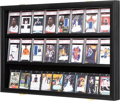 Graded Trading Card Display Case 24 Sport Baseball Football PSA Slabs ...