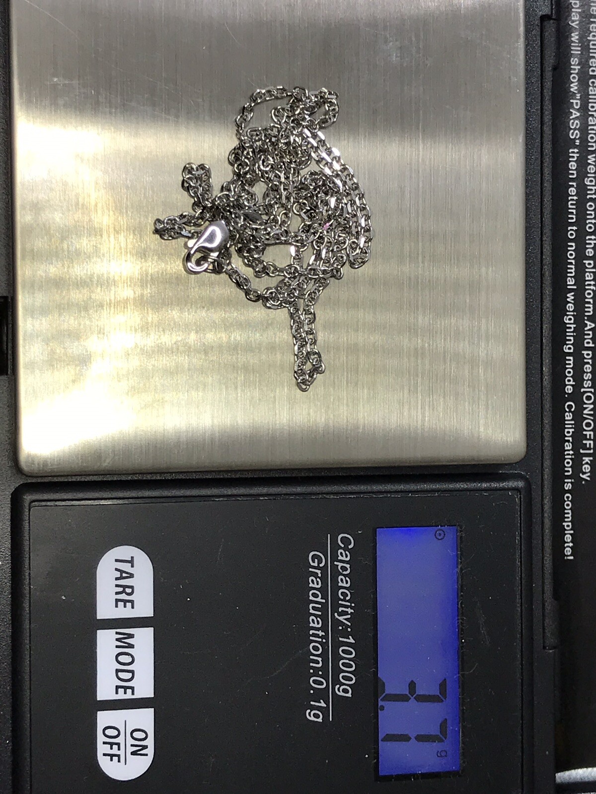 18K Solid White gold rolo chain Necklace 18 inch 3.70 gram lobster ...