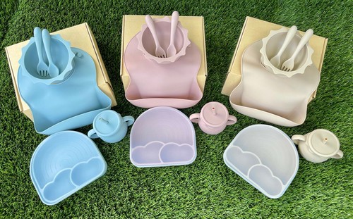 Feeding Set 9 piece- Food Grade Silicone - NEW-Gift Box | eBay