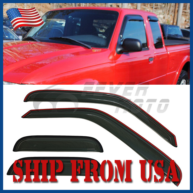 Fit 1999-2011 Ford Ranger EXT Cab Window Visors Sun Shade Rain Guards ...