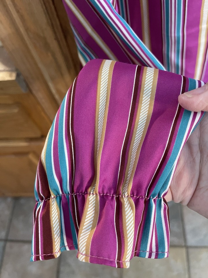 VTG 80s Rhoda Lee Secretary Blouse Stripes Size Medium | eBay