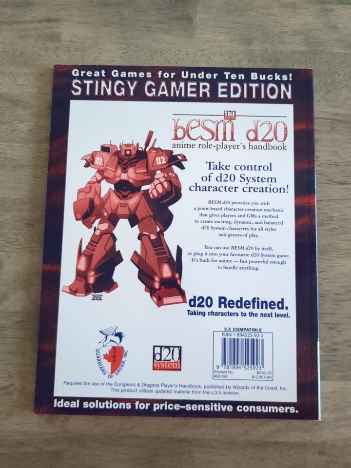 BESM D20 Anime Role Player's Handbook Stingy Gamer Edition ...