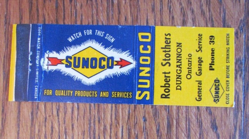 ROBERT STOTHERS SUNOCO GAS STATION MATCHBOOK COVER: DUNGANNON, ON ...