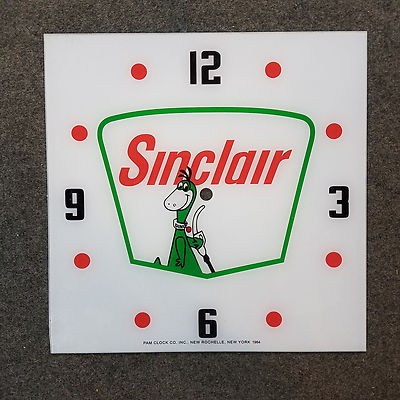 NEW* 15" SINCLAIR DINO GASOLINE GAS OIL GLASSreplacement clock FACE FOR ...