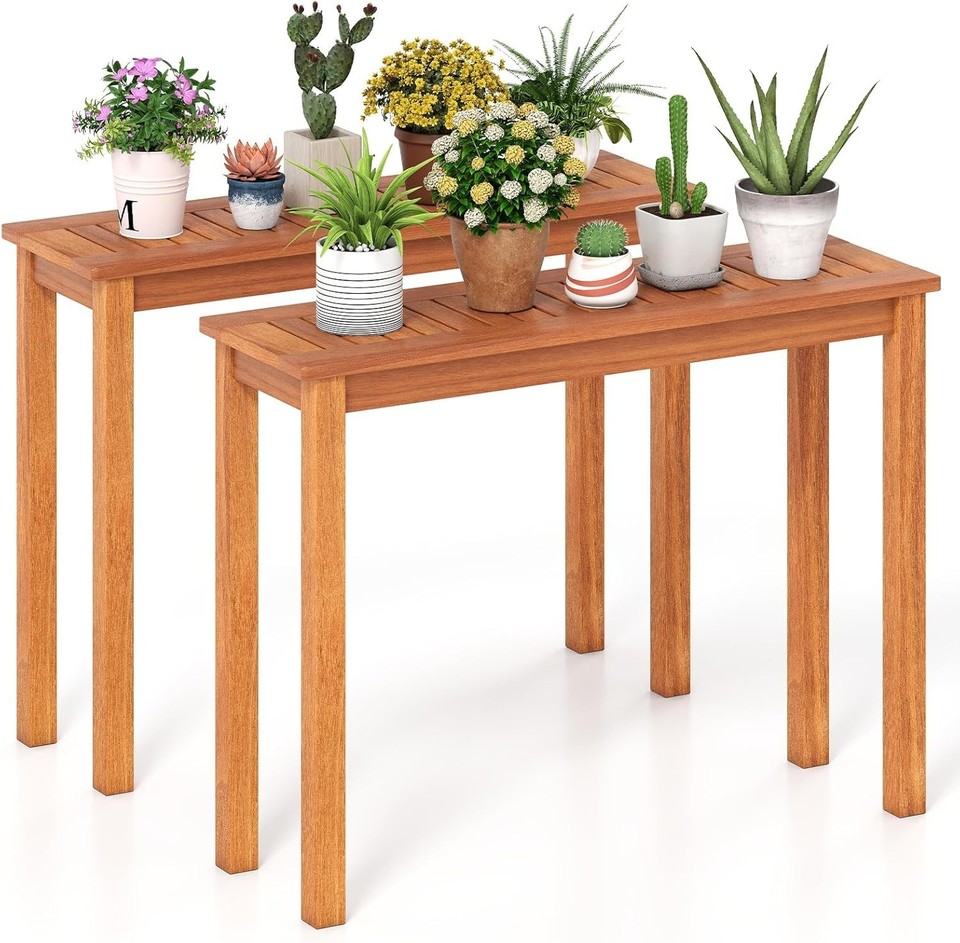 Wooden Plant Stand Outdoor Indoor Solid Wood Flower Pot Holder Display ...