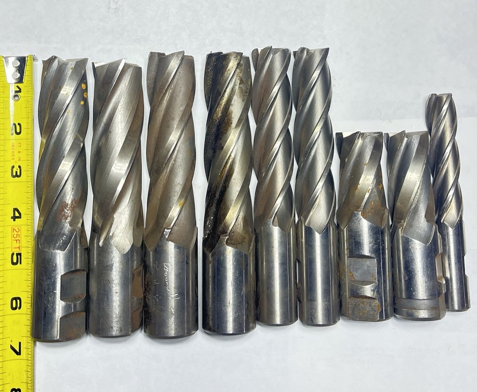 9 Larger Machinist End Mills 8 Four Flute , One 3 Flute Used | eBay