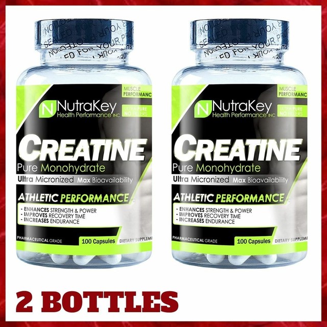2 Bottles CREATINE MONOHYDRATE Capsules for Muscle Energy 100ct Each ...