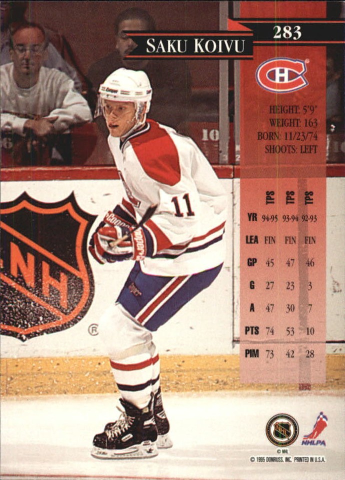 1995-96 Donruss Canadiens Hockey Card #283 Saku Koivu | eBay
