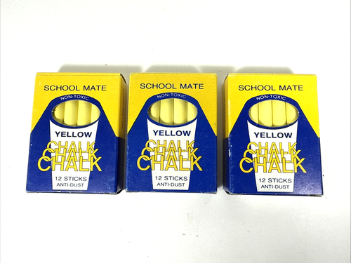Vintage Yellow Chalk School Mate 3 Boxes (36 Sticks) | eBay