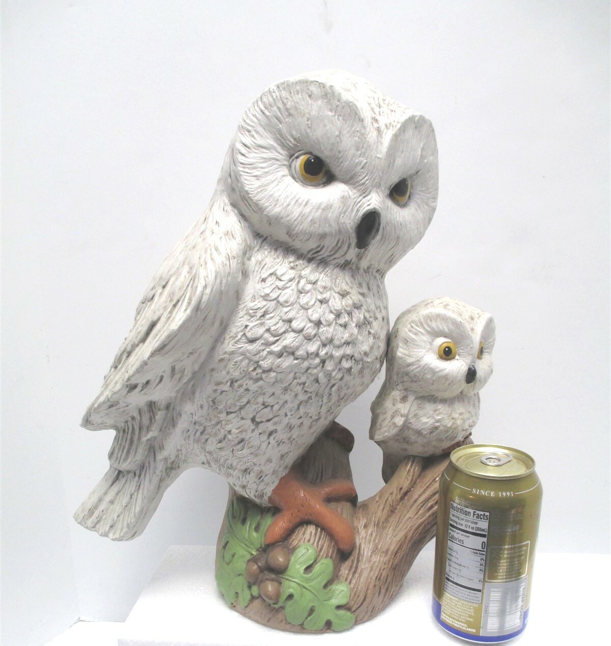 Vintage Large Ceramic Snowy Owl with Owlet Baby Owl Hand painted 14 ...