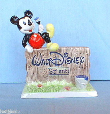 SCHMID DISNEY DISPLAY SIGN PLAQUE WITH MICKEY MOUSE FIGURINE W ...
