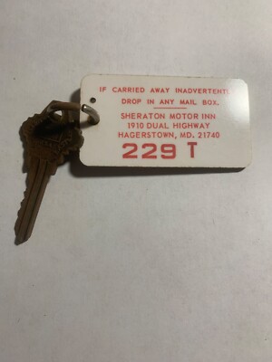Sheraton Motor Inn Hotel Motel Room Key Fob & Key Hagerstown Maryland ...