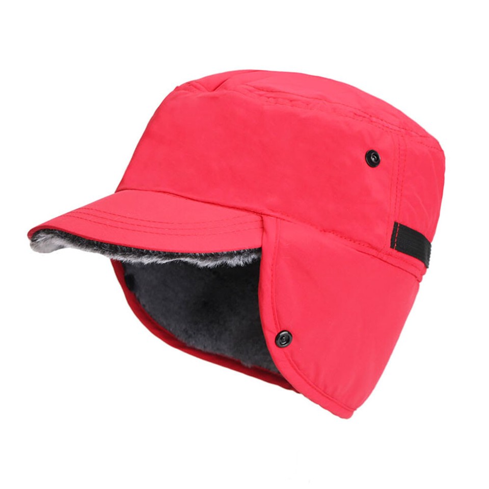 Winter Padded Hat Ear Flaps Thermal Hats Cold Weather Flat Caps Warm ...