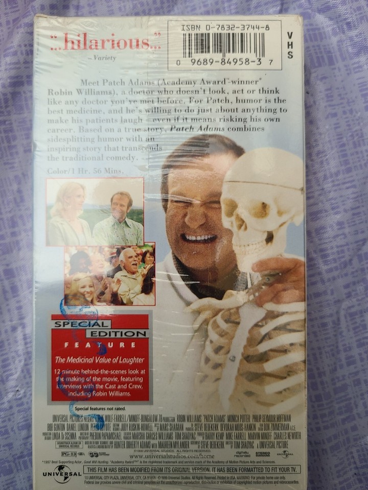 Patch Adams VHS Tape Brand New Factory Sealed Rated PG-13 96898495837 ...