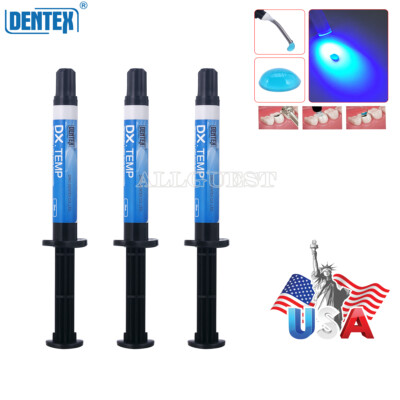 3x Dental Temporary Flow Light Cure Composite Resin Blue 2.5g/Syringe Dentex | eBay