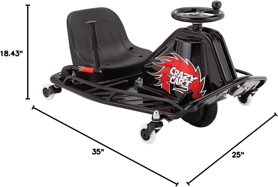 Crazy Cart DLX 24V Electric Powered Drifting Go-Kart, Ride-On, Upto 12 ...
