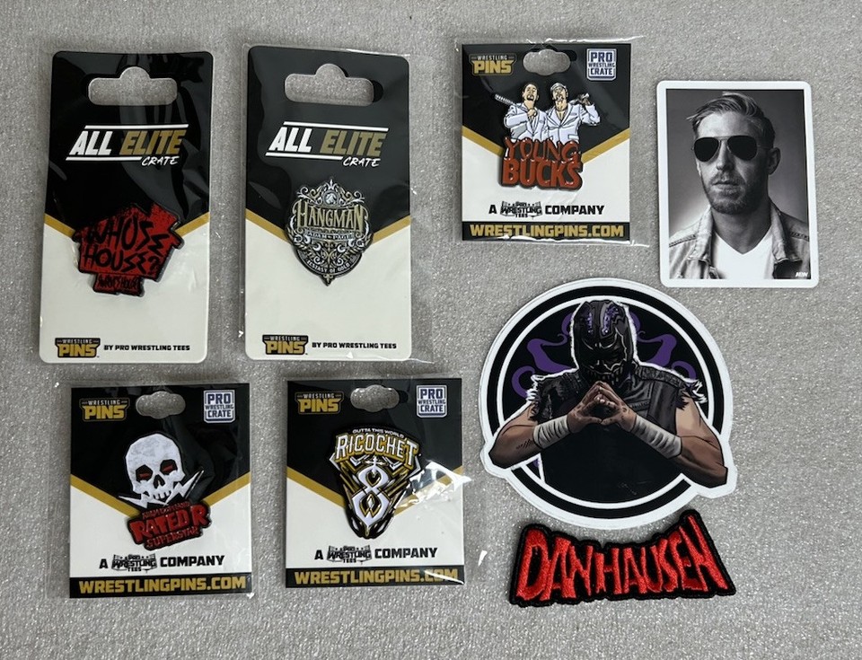 AEW Crate Exclusive Pin Lot Swerve Strickland Young Bucks Edge Sticker ...