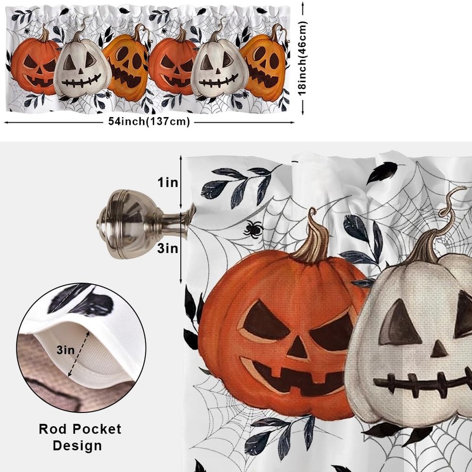 Valances for Windows, Halloween Curtain Valances, Horror Pumpkin ...