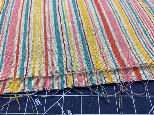 Vintage Colorful Stripe Fabric Cotton Kettle Cloth Rainbow 1.5+ Yard | eBay